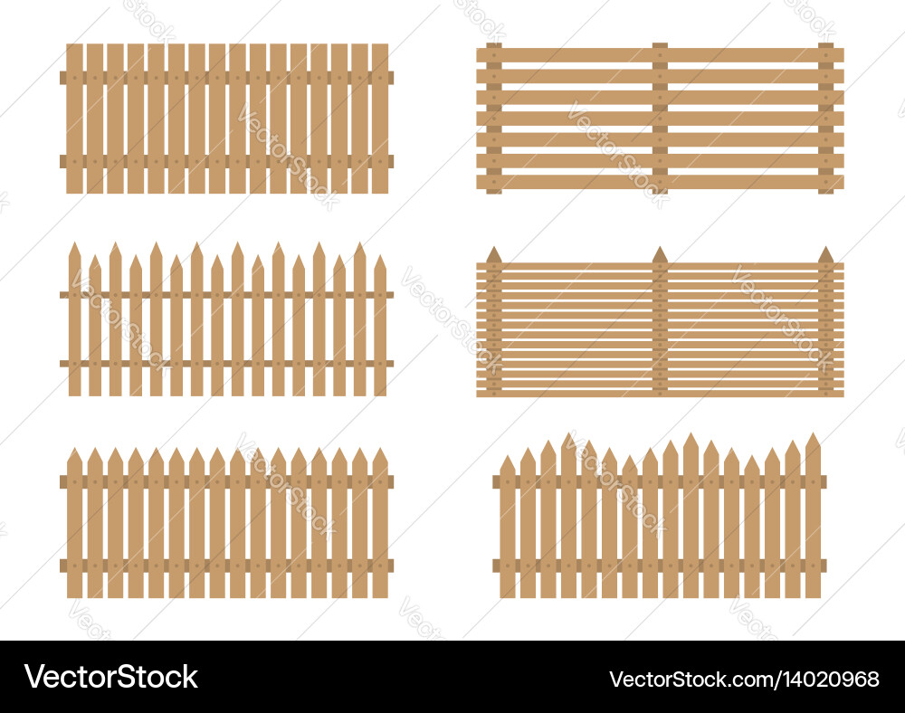 Wooden fence set Royalty Free Vector Image - VectorStock
