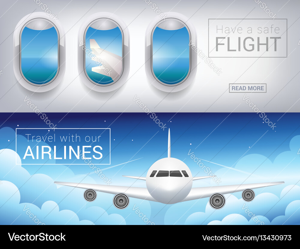 Airplane window tourist banner passenger Vector Image
