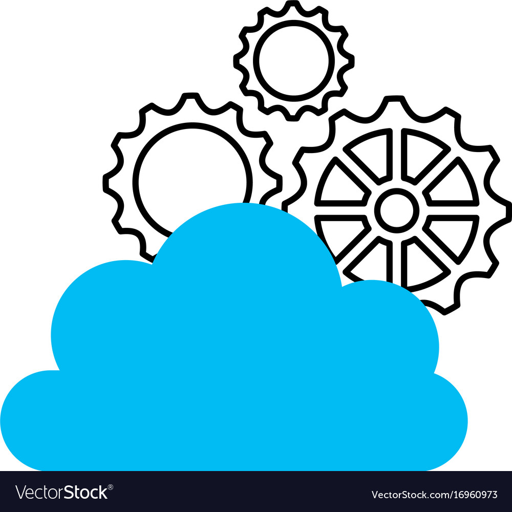 Cloud computing with gears Royalty Free Vector Image