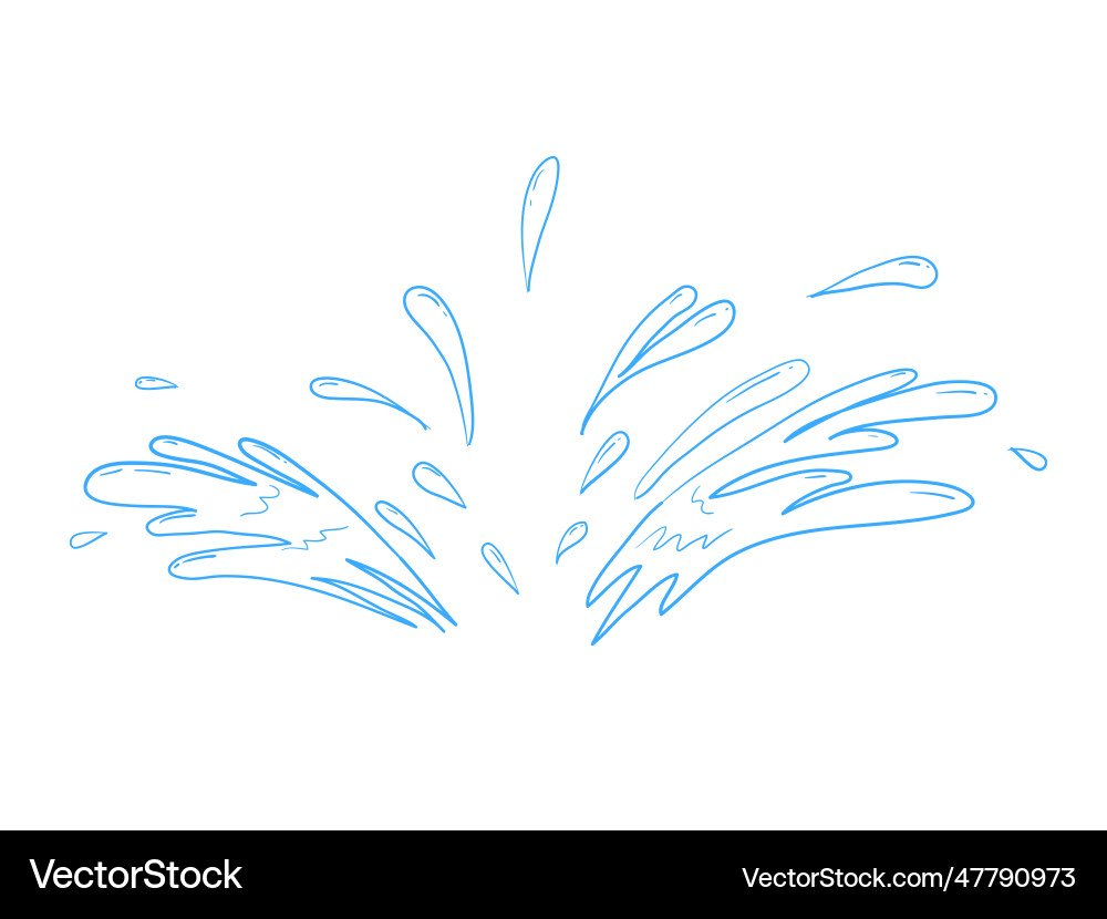 Doodle water splash in handdrawn style on white Vector Image