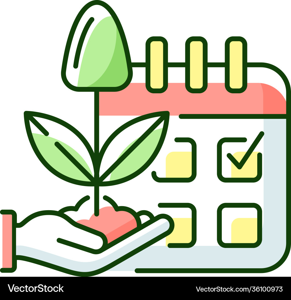 Estimating planting time rgb color icon Royalty Free Vector