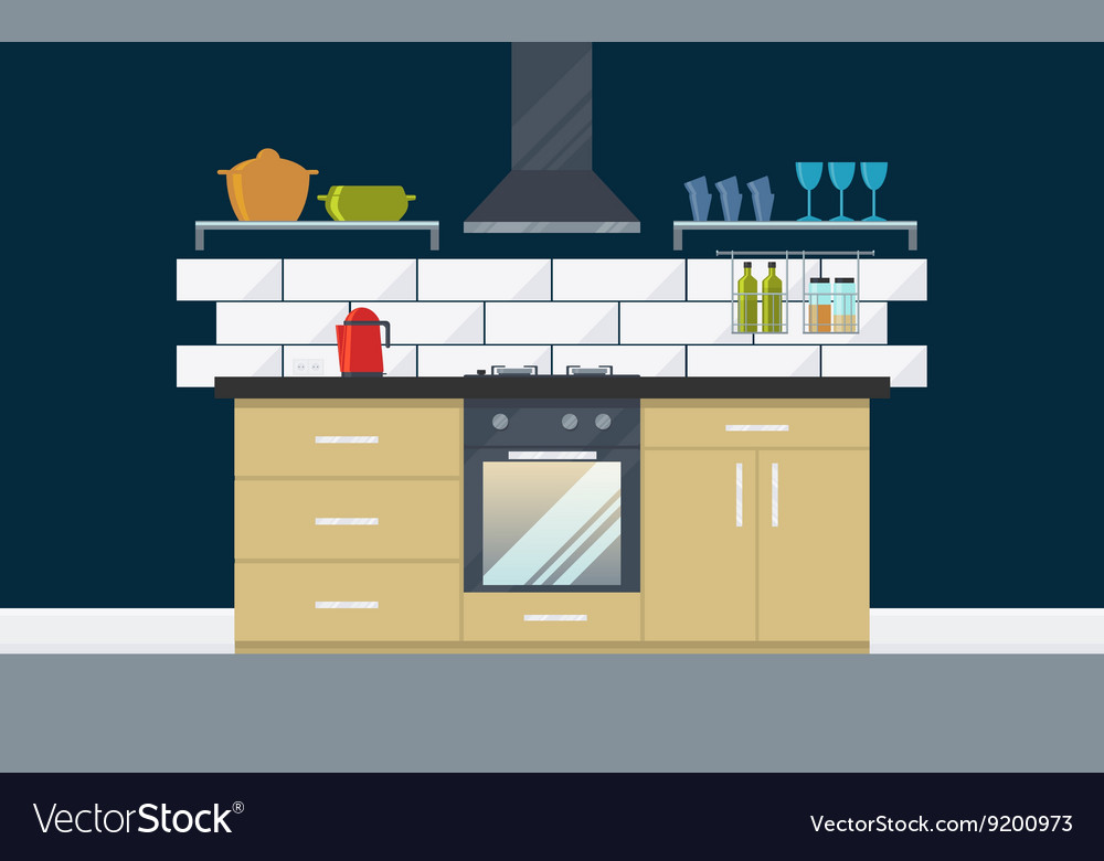 Kitchen interior Royalty Free Vector Image - VectorStock