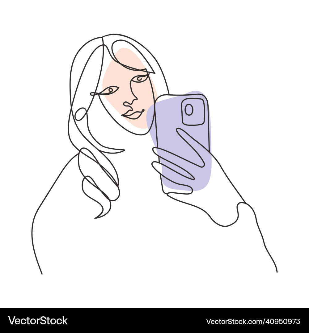 One line art woman figure drawing Royalty Free Vector Image
