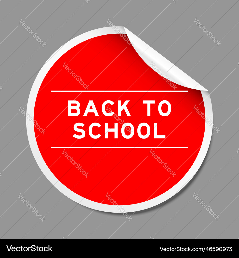 Red color peel sticker label with word back Vector Image
