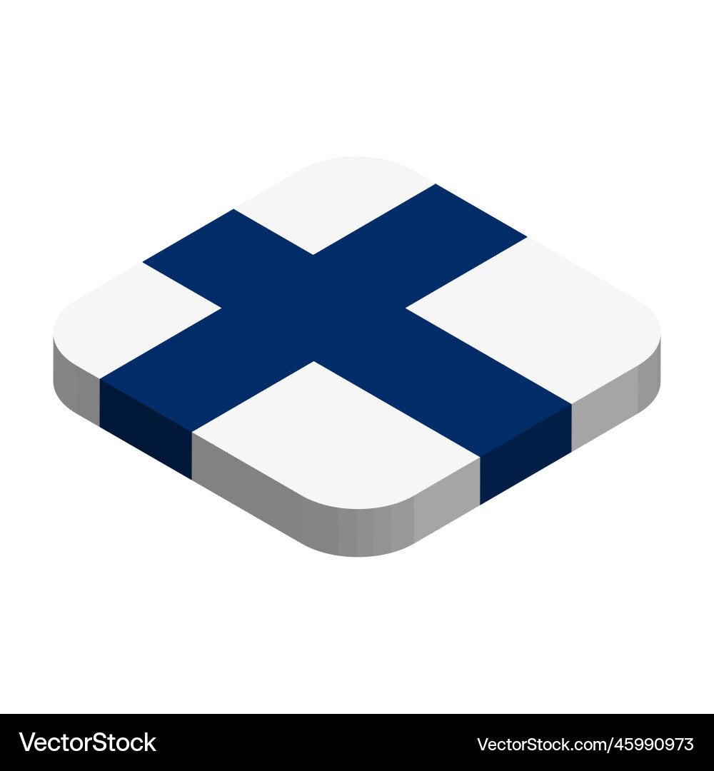 Rounded square isometric flag of finland Vector Image