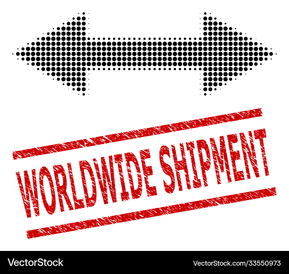 Textured worldwide shipment stamp and halftone Vector Image