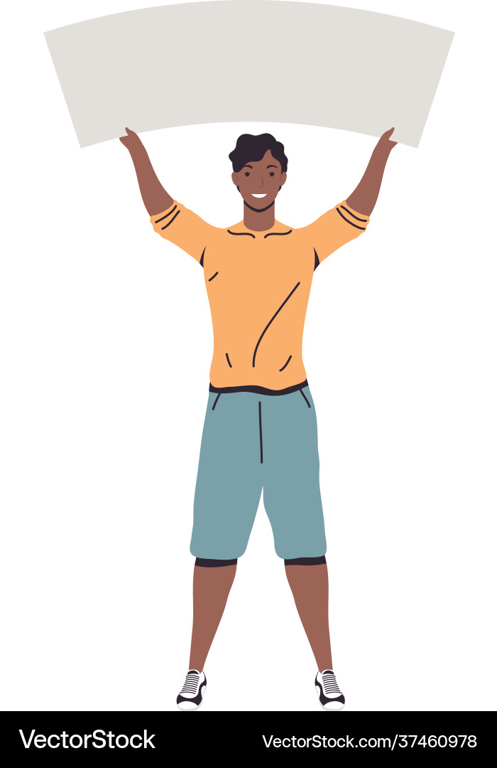 Afro male activist standing Royalty Free Vector Image