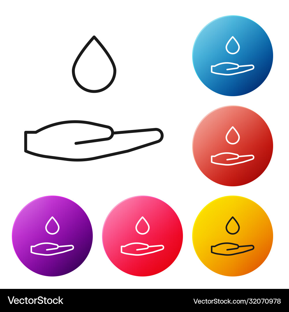 Black line washing hands with soap icon isolated Vector Image