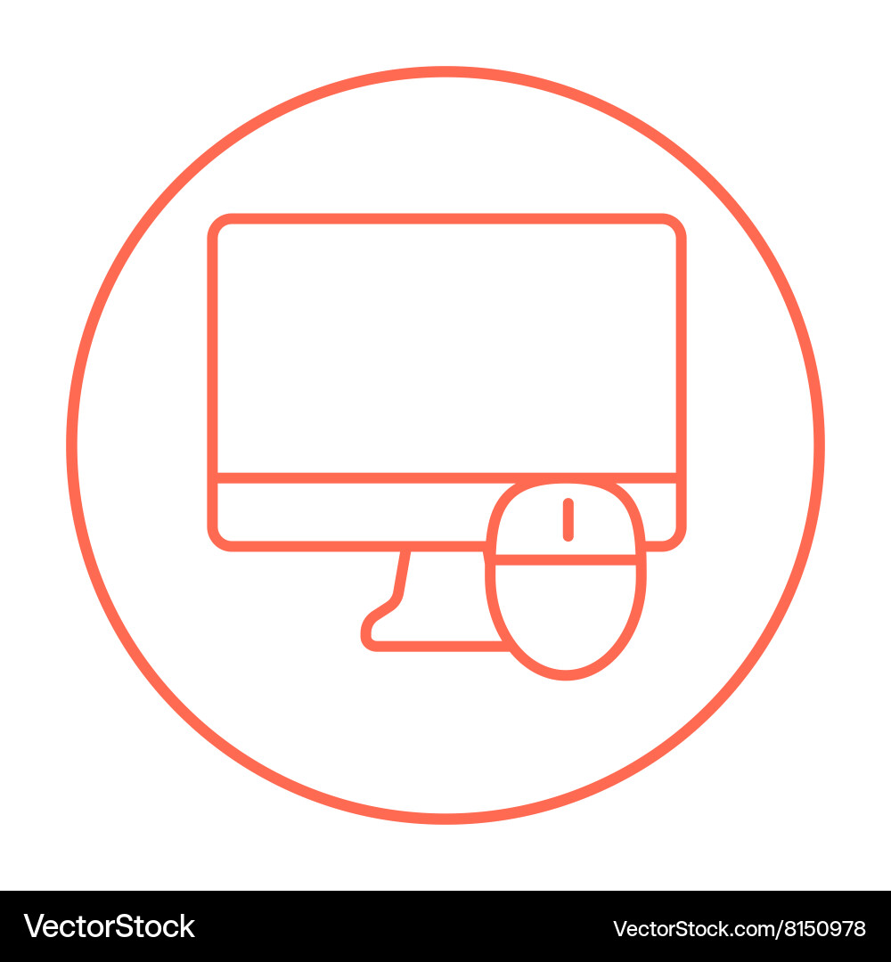 Computer monitor and mouse line icon Royalty Free Vector