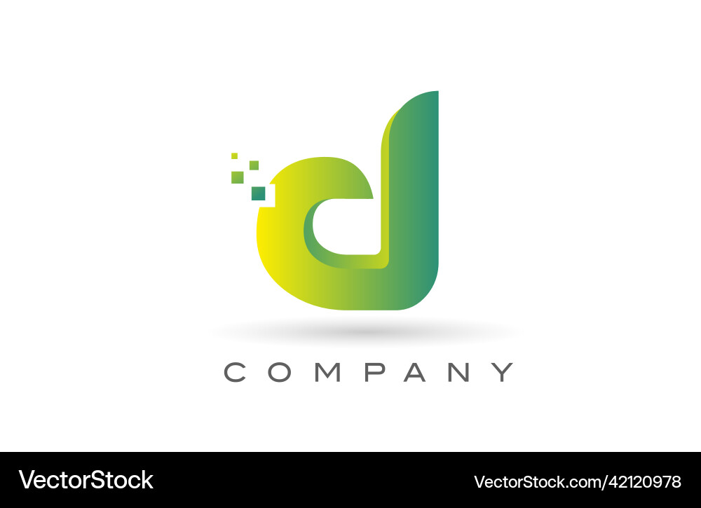 D alphabet letter logo icon design with green dot Vector Image