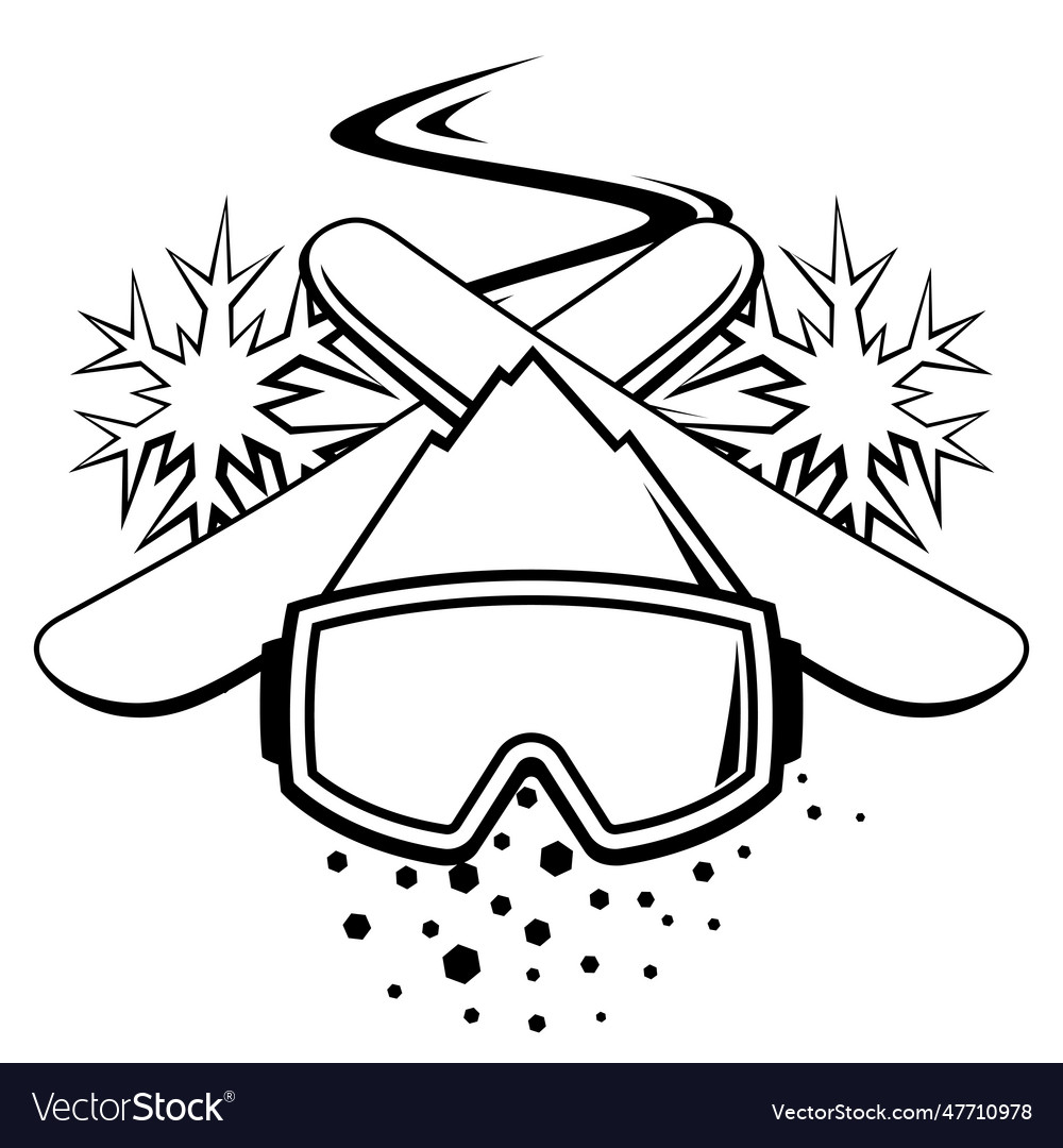 Emblem with snowboarding symbols winter sport Vector Image