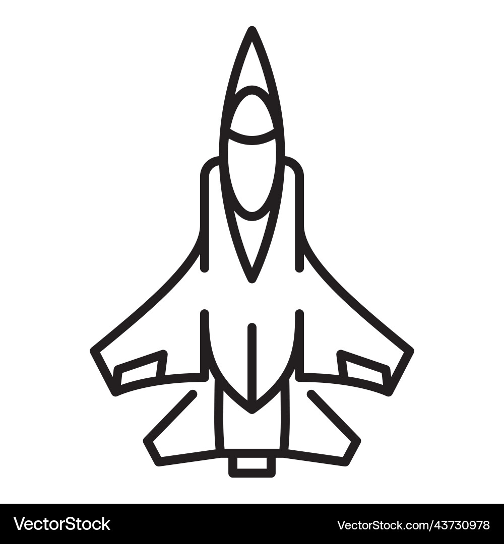 Fighter jet line icon plane or air force outline Vector Image