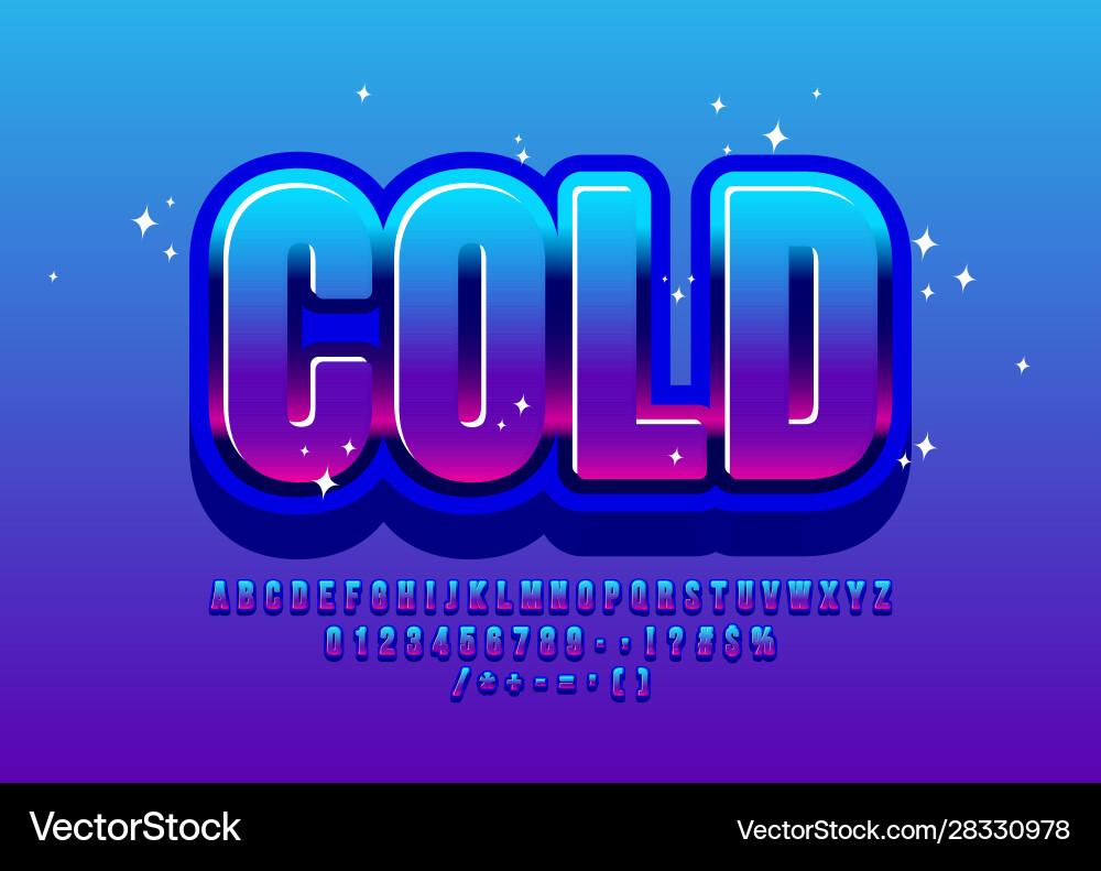 Glossy emblem cold with blue font modern alphabet Vector Image