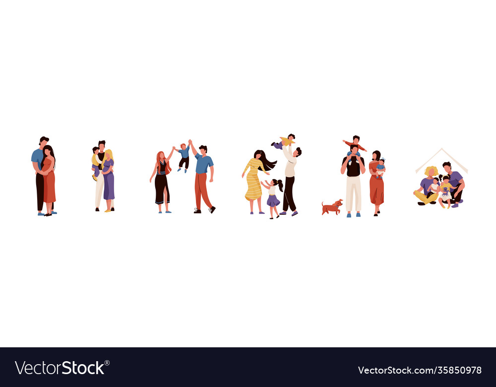 Happy family set collection Royalty Free Vector Image