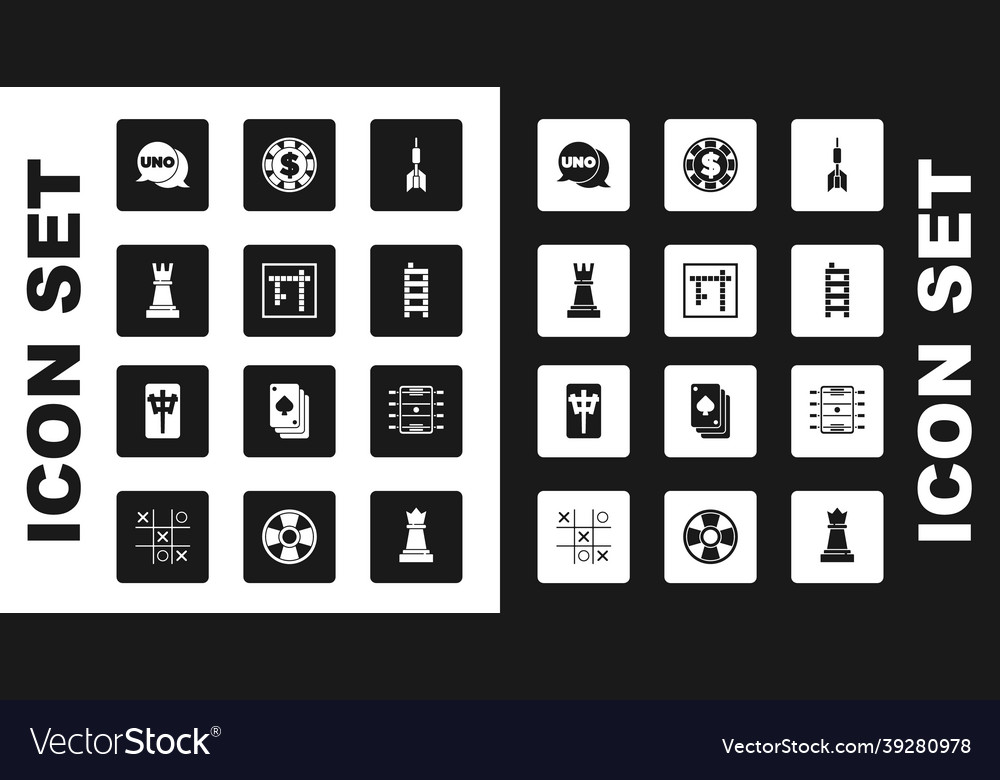 Set Dart Arrow Bingo Chess Uno Card Game Vector Image