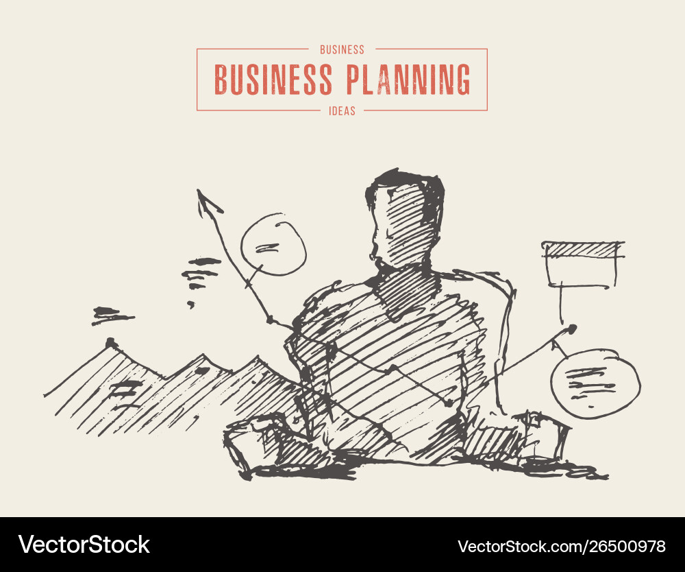 Sketch process business planning man sketch Vector Image