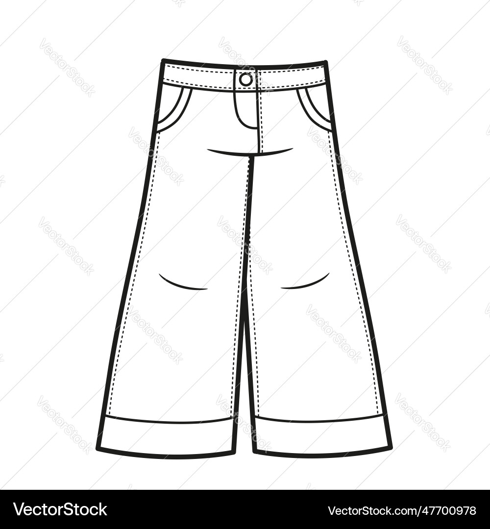 Wide jeans outline for coloring on a white Vector Image