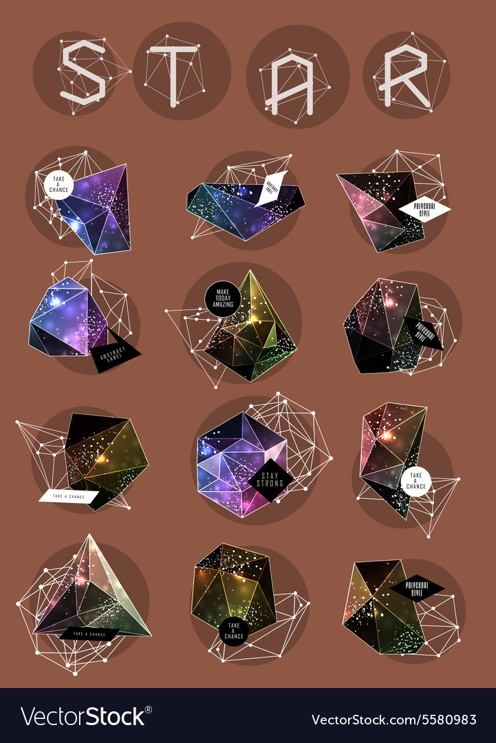 Abstract polygonal label design elements Vector Image