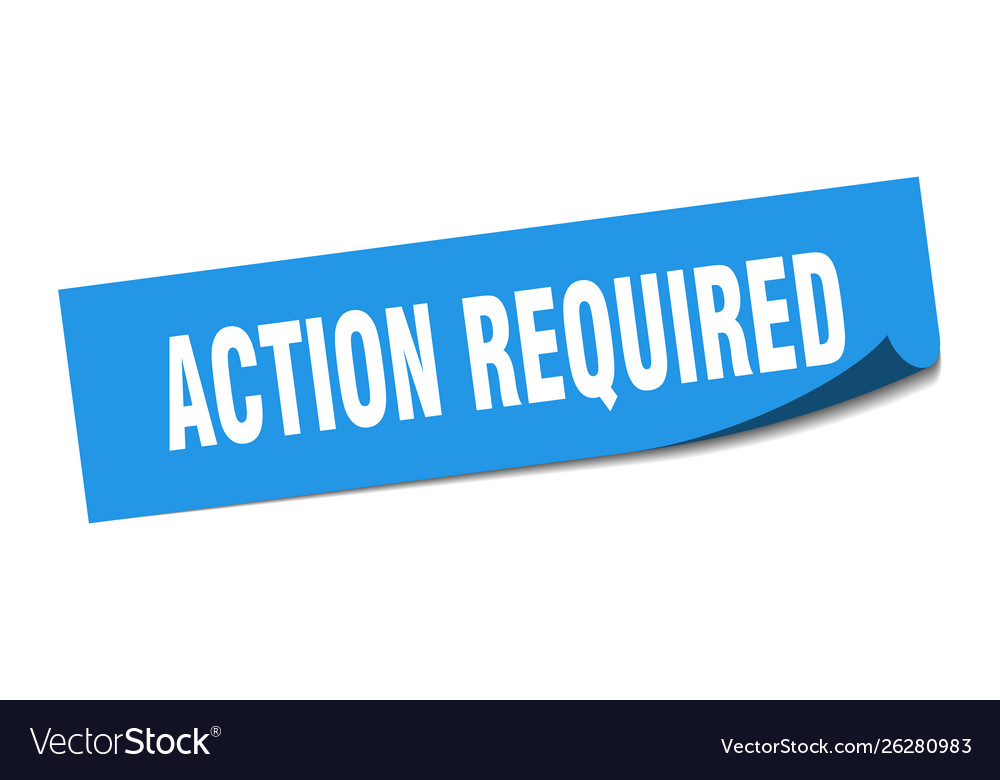 Action required sticker square Royalty Free Vector Image