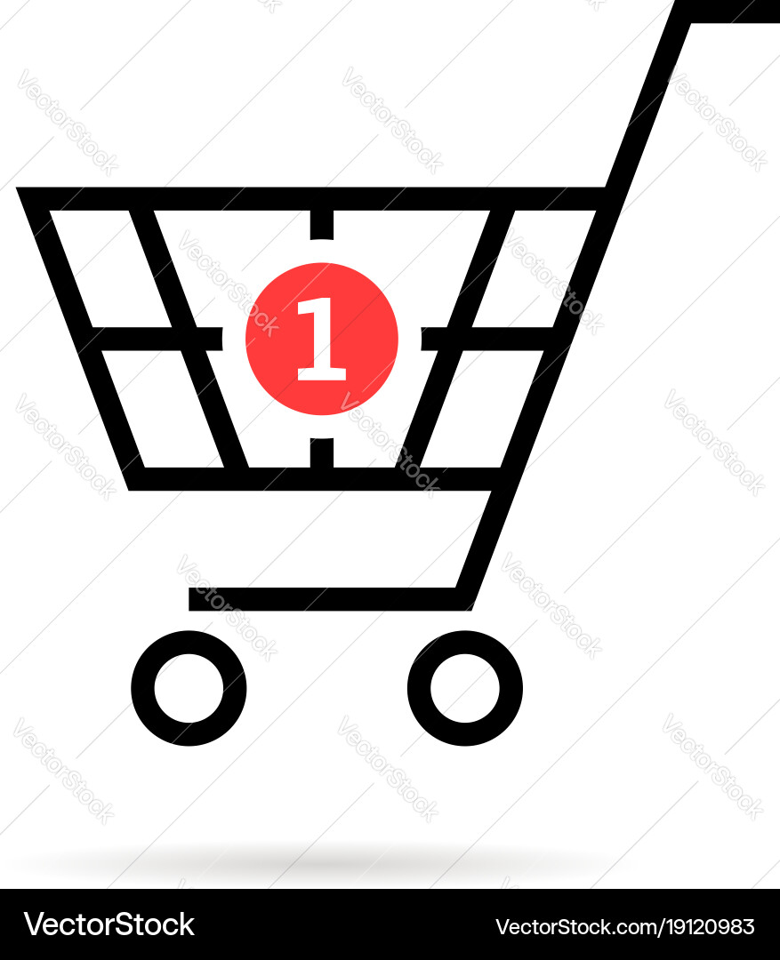 Black thin line simple shopping cart with one Vector Image