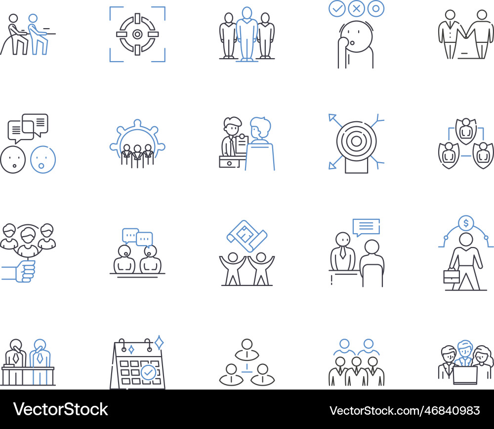 Business operation line icons collection Vector Image