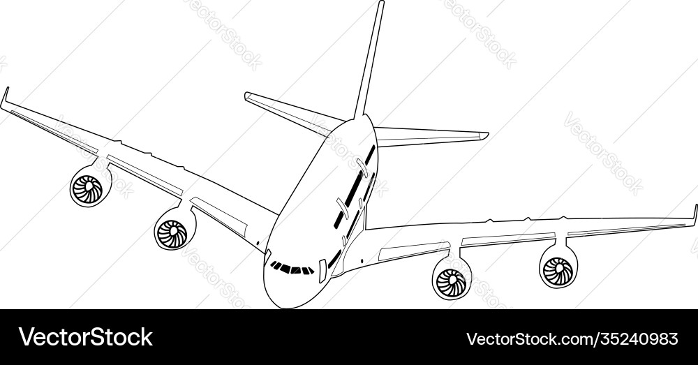 Contour a large passenger plane detailed Vector Image