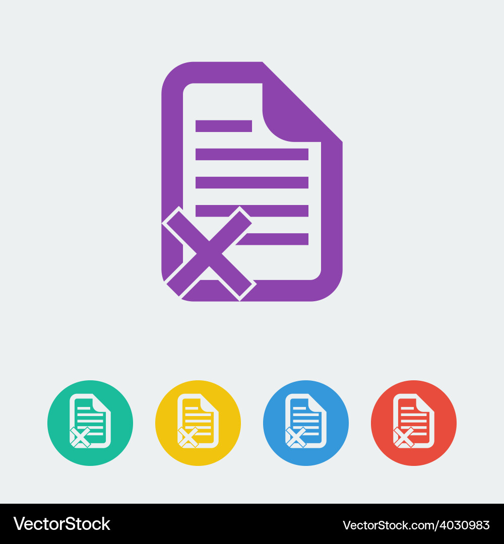 Document reject flat circle icon Royalty Free Vector Image