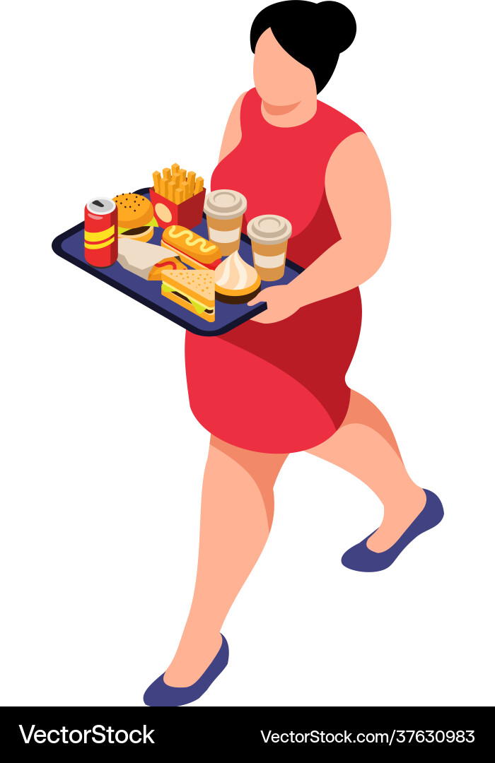 Fast food woman composition Royalty Free Vector Image