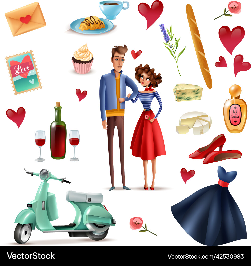 France and paris cartoon set Royalty Free Vector Image