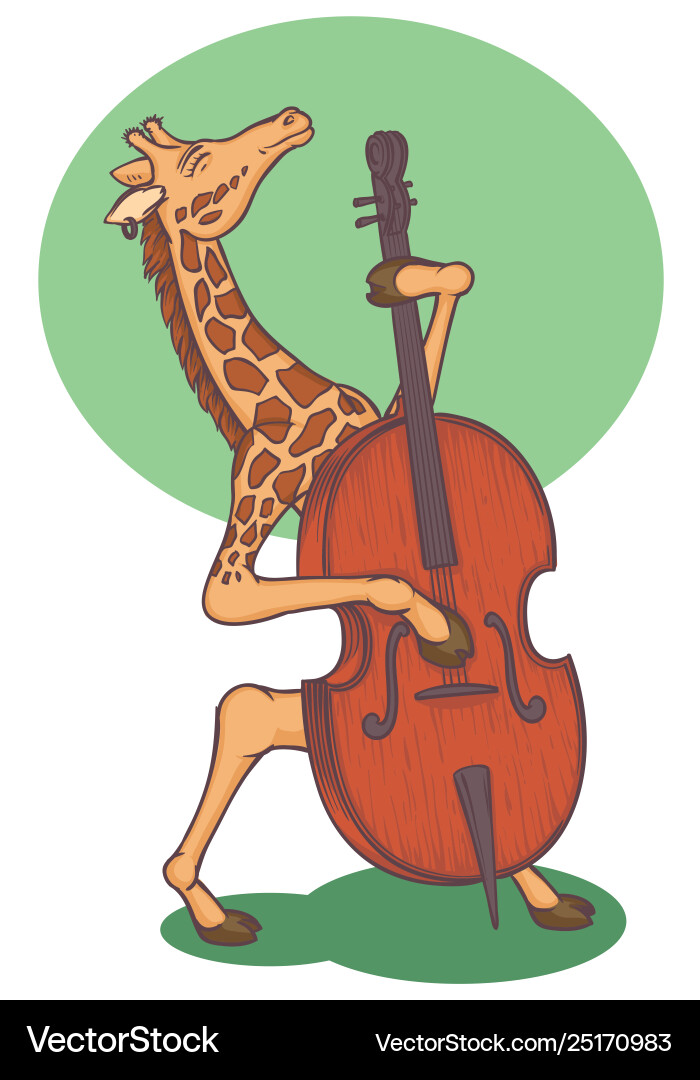 Giraffe with contrabass Royalty Free Vector Image