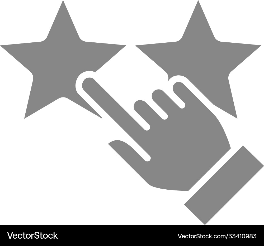 Hand puts two stars rating grey icon customer Vector Image