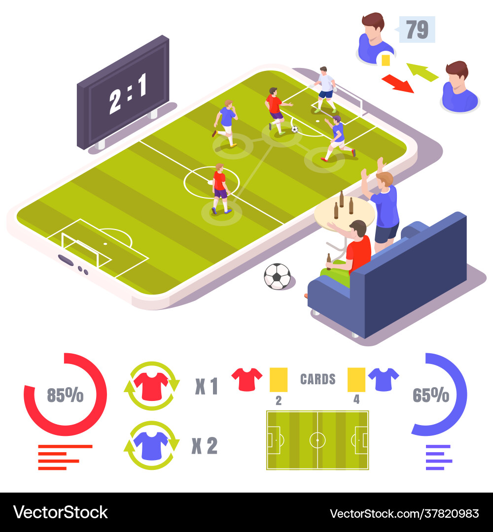Online football game isometric Royalty Free Vector Image