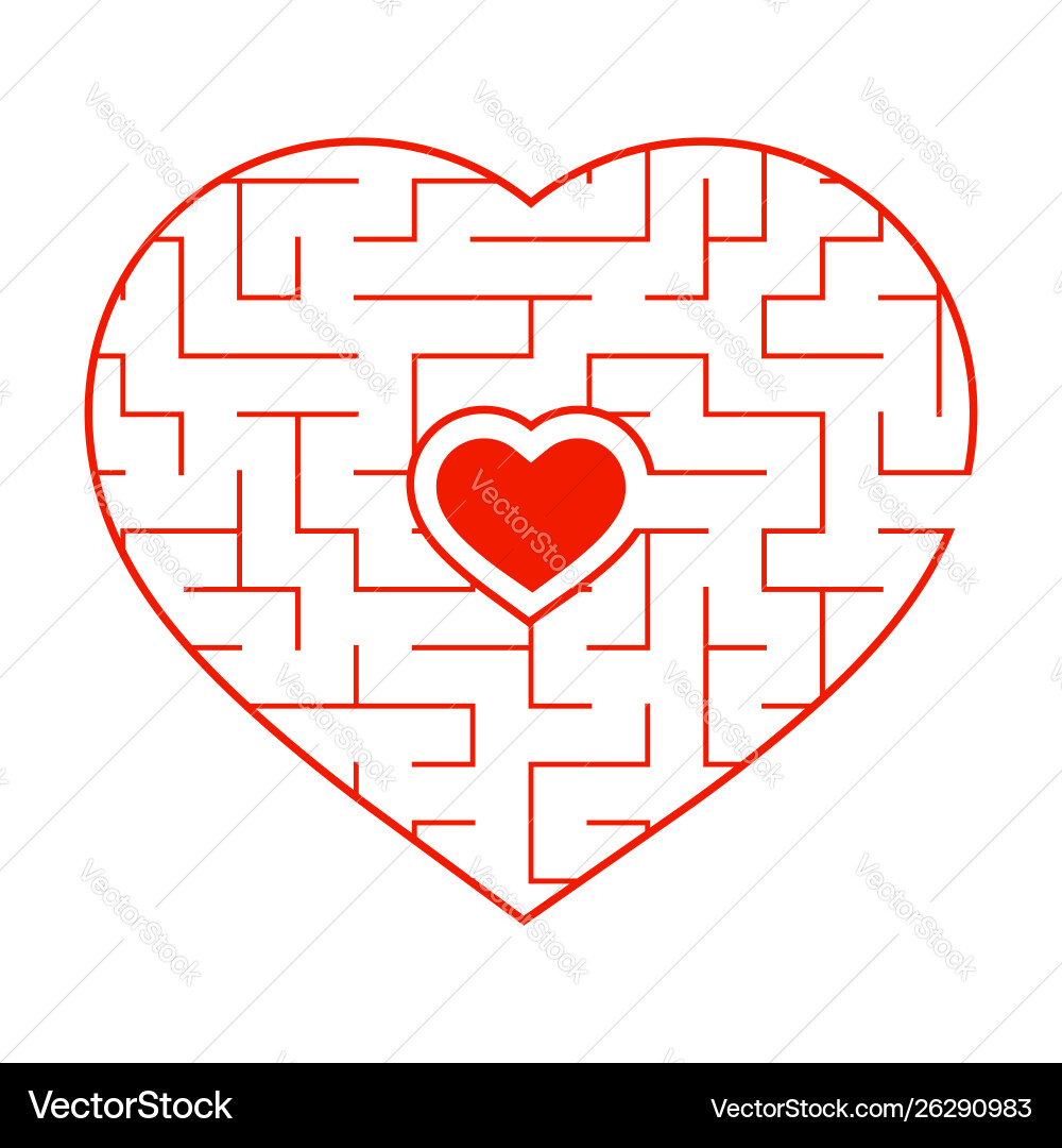 Red heart shaped labyrinth game for kids Vector Image