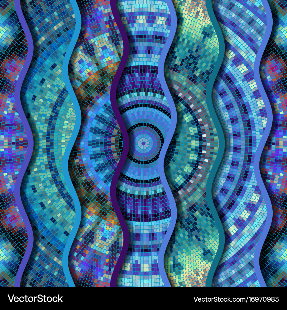 Relief waves of ornamental mosaic tile patterns Vector Image