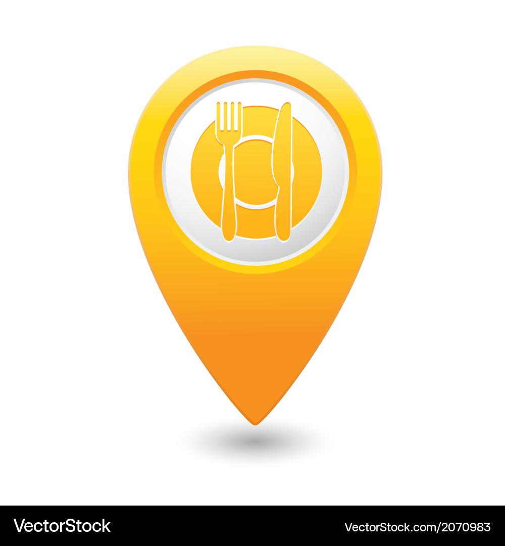 Restaurant icon yellow pointer Royalty Free Vector Image
