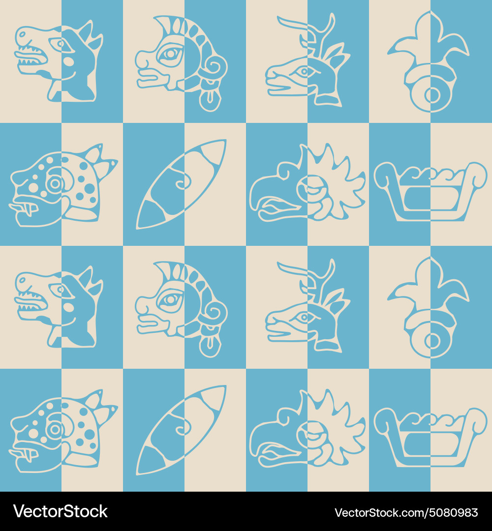 Seamless background with aztec calendar day glyphs
