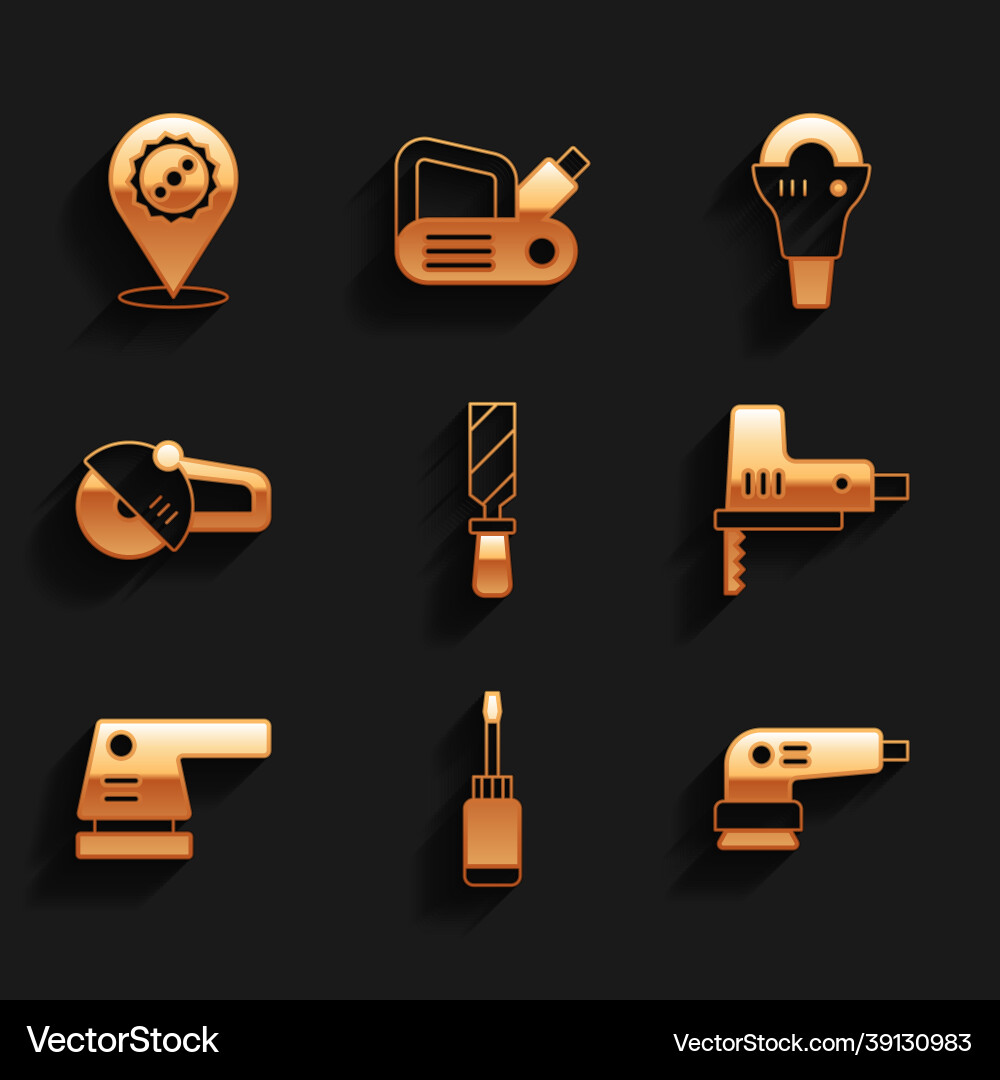 Set rasp metal file screwdriver electric sander Vector Image
