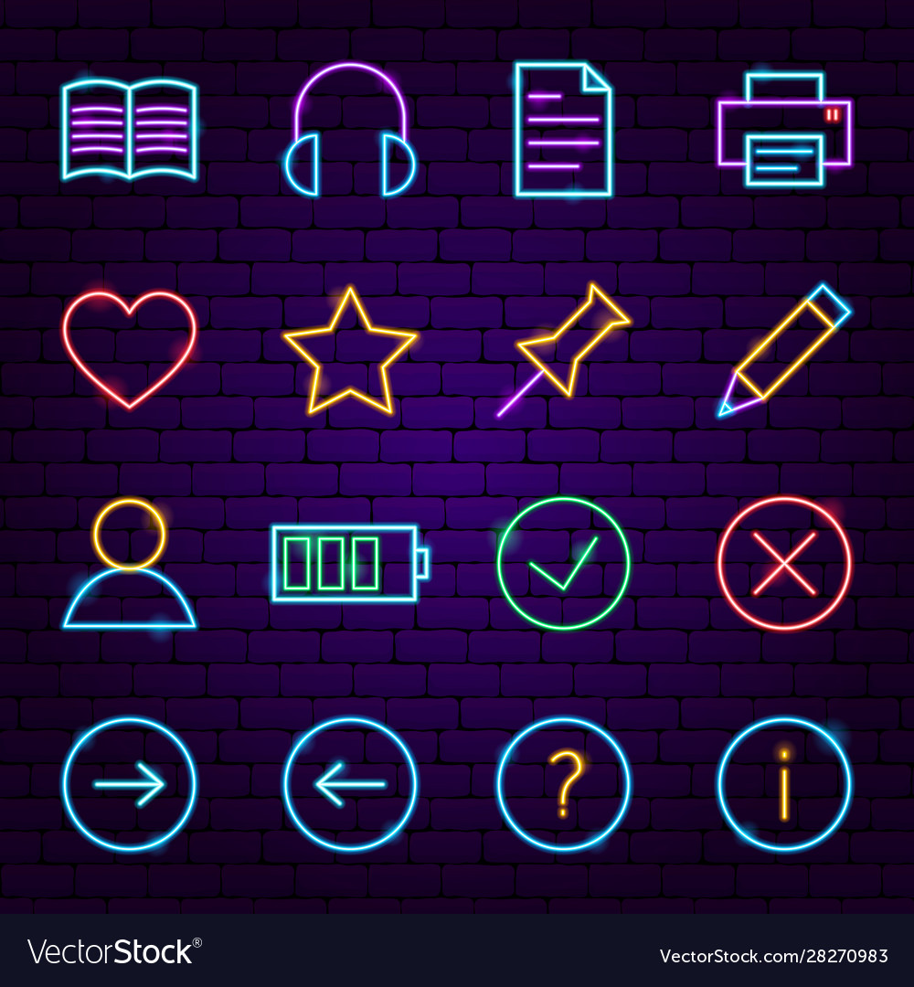 Web ui neon icons Royalty Free Vector Image - VectorStock