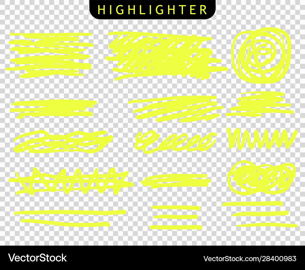 Yellow strokes line markers highlight brush lines Vector Image