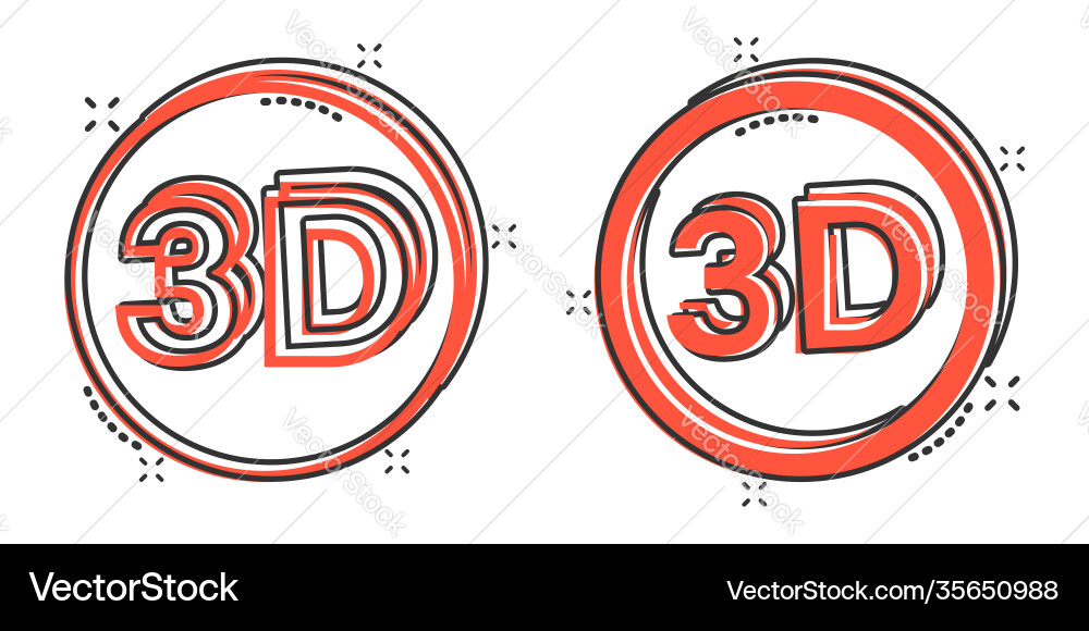 3d text icon in comic style word cartoon on white Vector Image