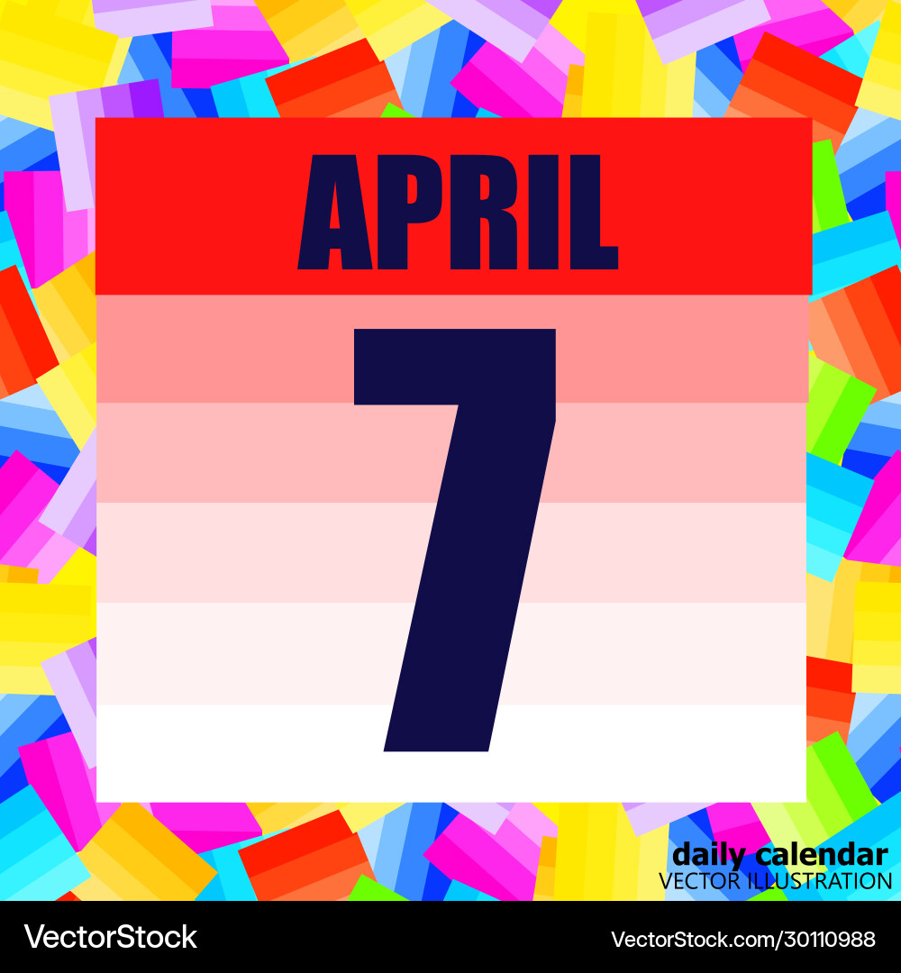 April 7 icon for planning important day Royalty Free Vector