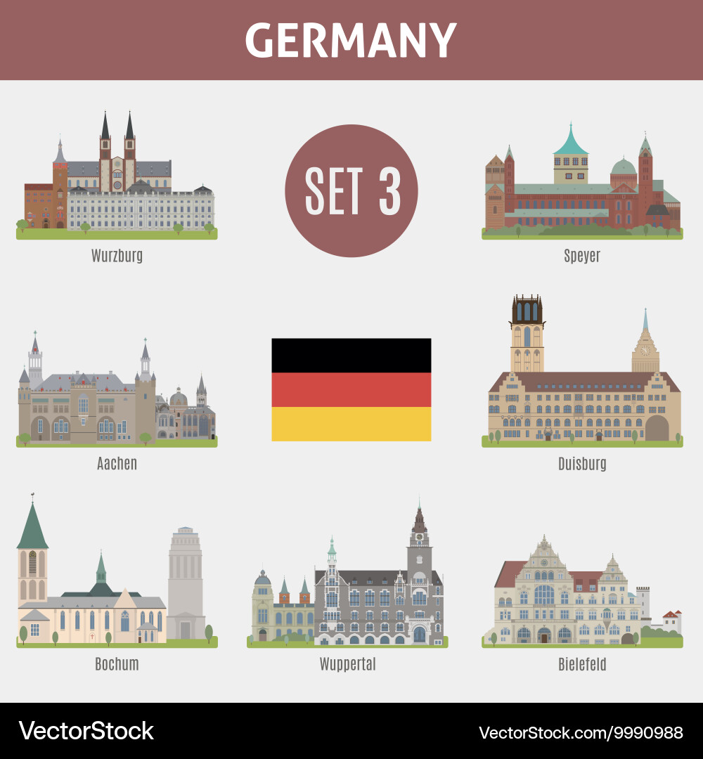 Famous places cities in germany Royalty Free Vector Image