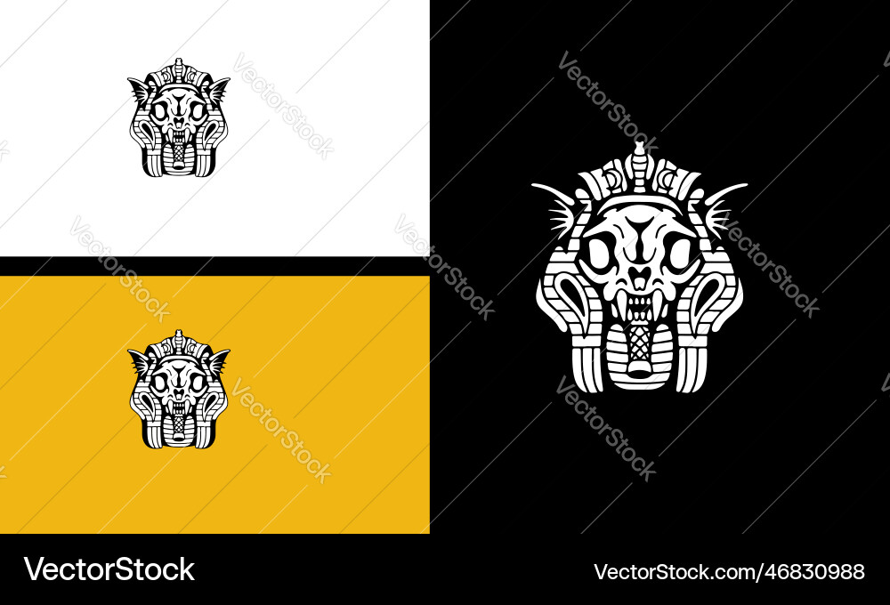 Head skull tiger line art design Royalty Free Vector Image