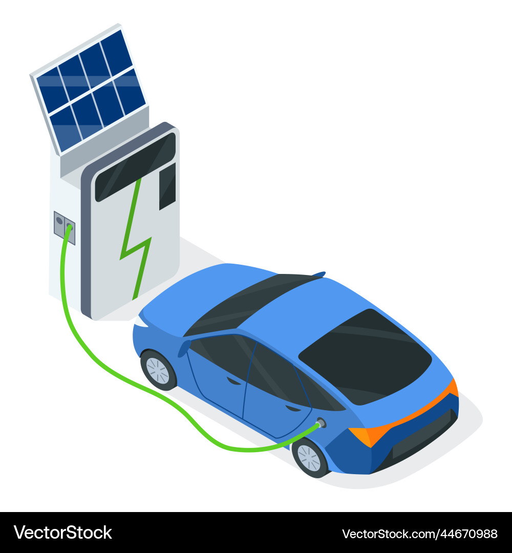 Isometric electric eco transport electromobile Vector Image