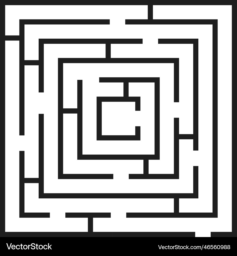 Labyrinth maze game square monochrome line Vector Image