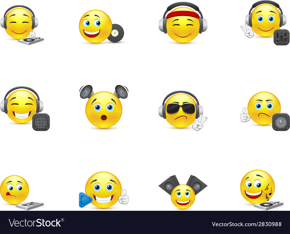 Music collection smile Royalty Free Vector Image