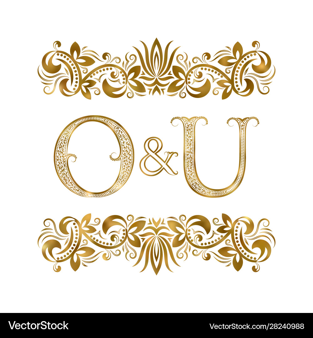 O and u vintage initials logo symbol letters Vector Image