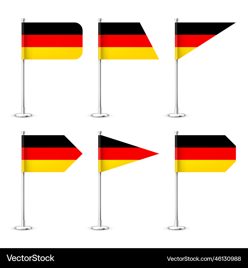 Realistic various german table flags on a chrome Vector Image