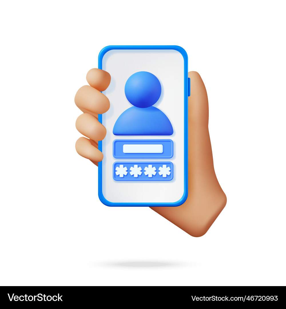 3d user login form page in smartphone in hand Vector Image