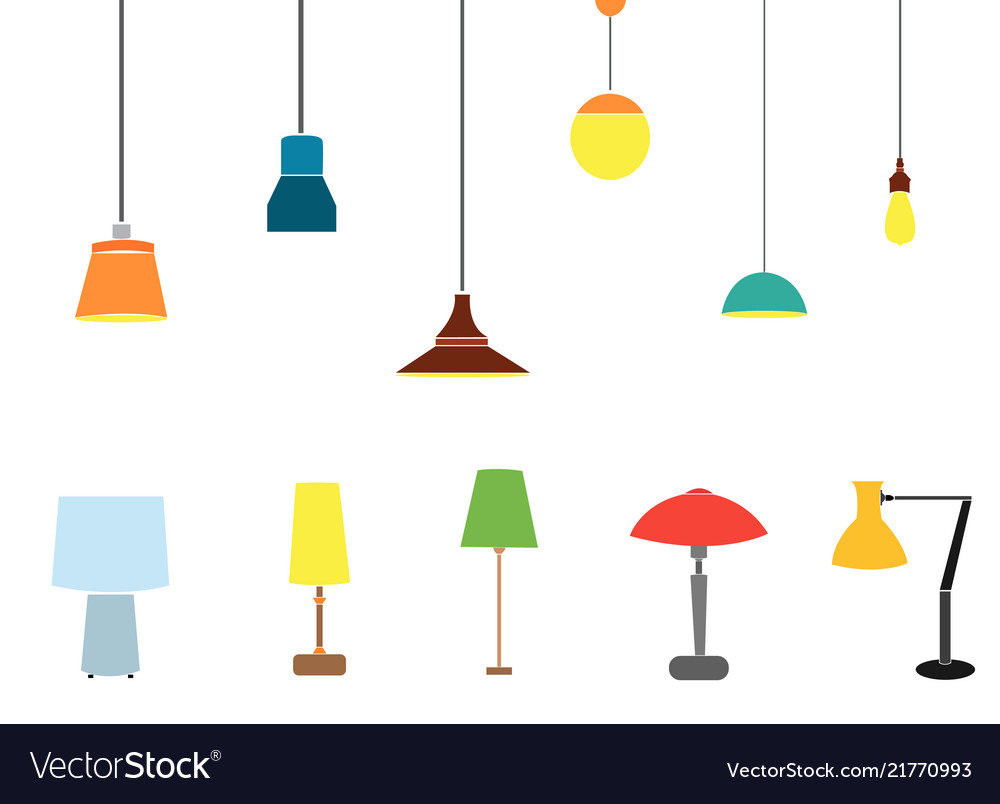 A set of electric lamps Royalty Free Vector Image